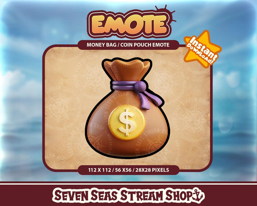 Money Bag Emote // Coin Purse Money Sack Gold Pouch Graphic // Instant ...