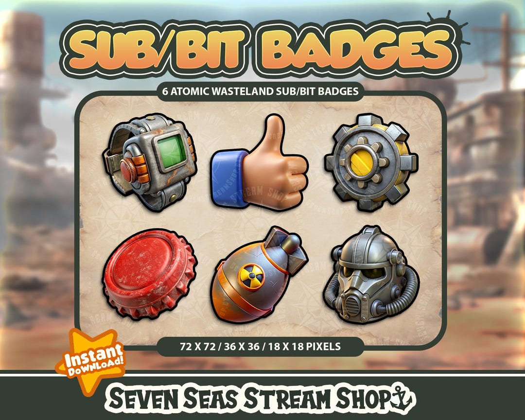 Atomic Wasteland 6 BADGE PACK // Computer, Thumbs Up, Shelter Door ...