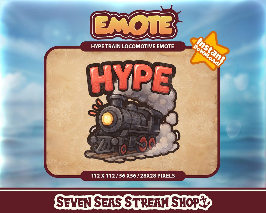 Hype Train TWITCH EMOTE // Locomotive Cartoon HYPE Icon // Cute Hype up ...