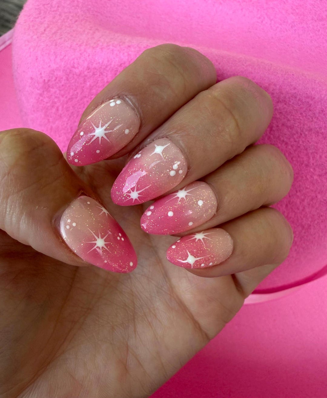 Sparkle Pink Ombré Press on Nails: Custom Made - Etsy