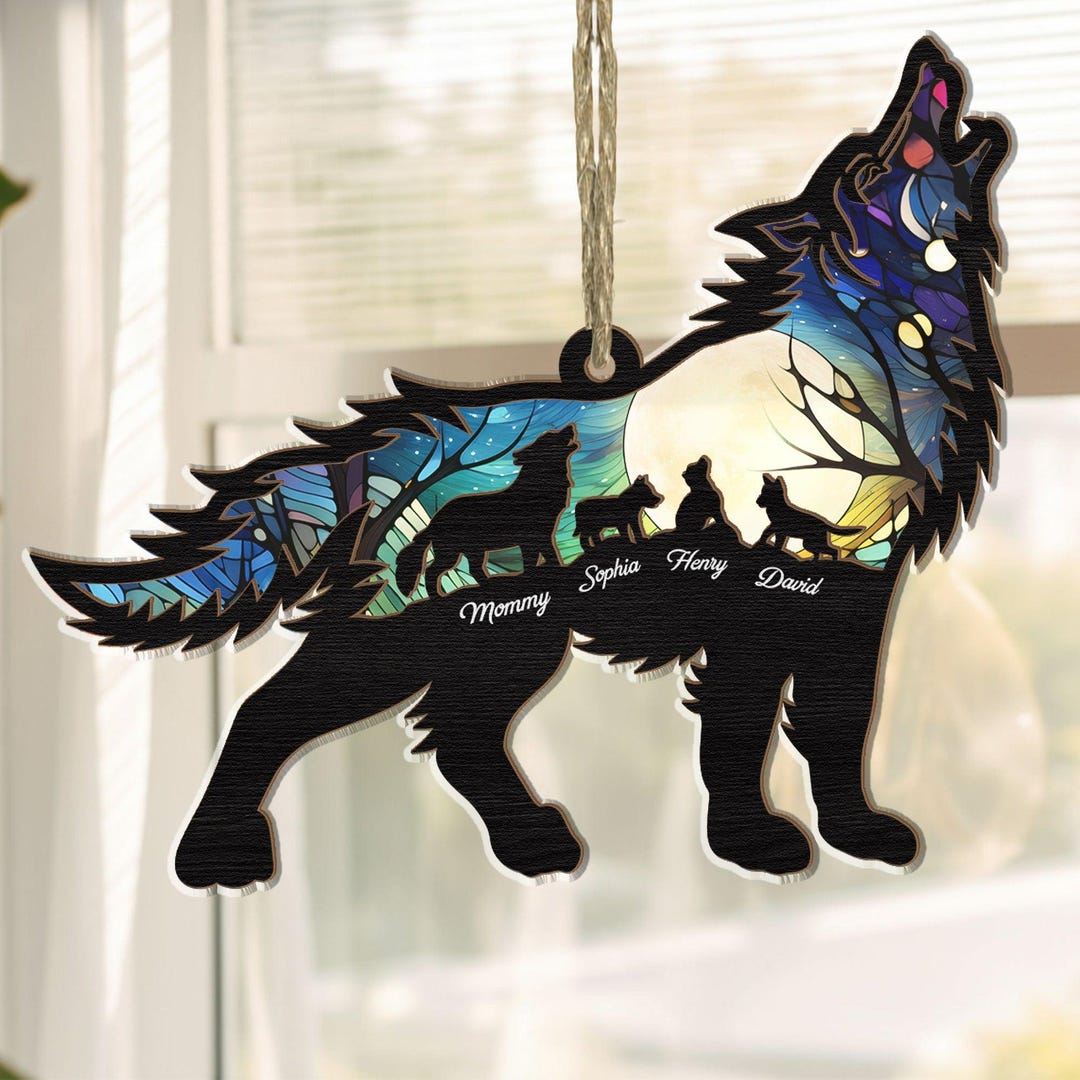 Personalized Mama Wolf Suncatcher Ornament - Custom Gift for Mom ...