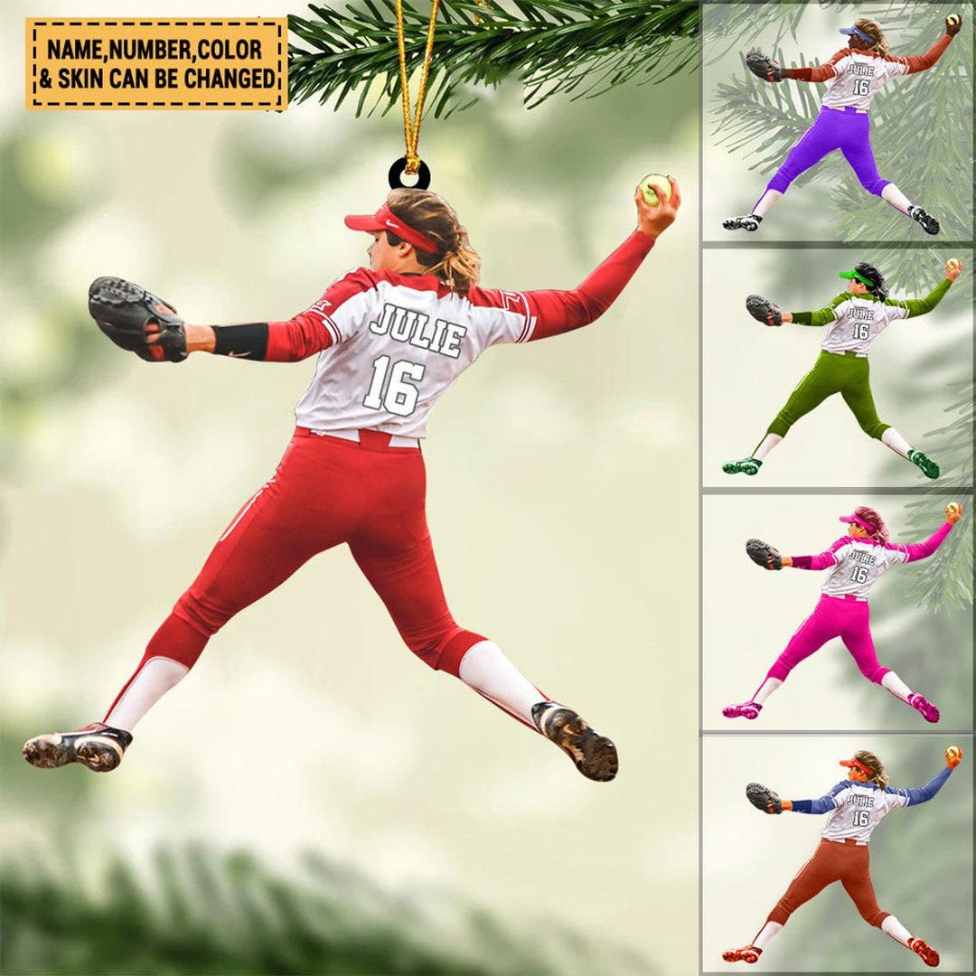 Personalized Softball Girl Ornament: Custom Acrylic Keepsake - Etsy