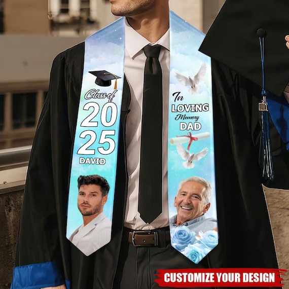 Personalized Memorial Sash Custom Photo Graduation Stole - For Class Of ...