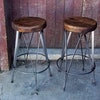 Bar Stool Wood,iron,solid,custom,country , Walnut,rustic,industrial,vintage, Dining Wood Bar ...