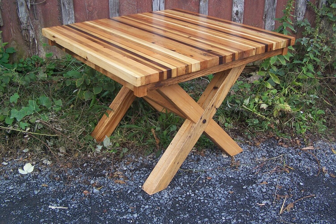 Butcher Block Island Table, Solid Wood Butcher Dining Table, Breakfast ...