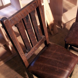Dining Chair, Wood Cushion Chair, Rustic Chair, Solid Wood and Leather ...