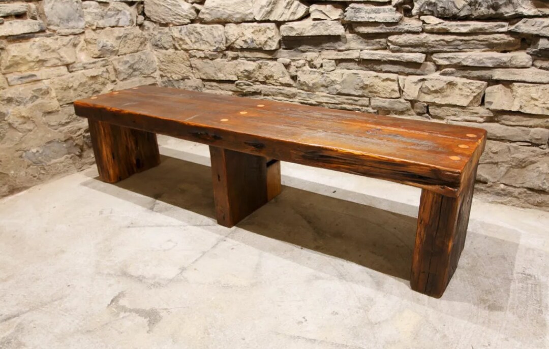 FREE SHIPPING - Timber Bench, Entryway Bench, Hall Bench, Solid Slab ...