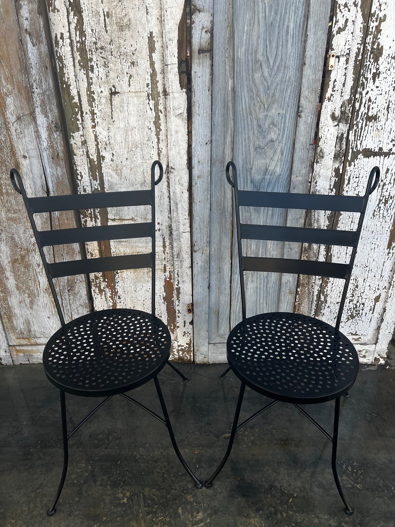 Vintage Wrought Iron Patio Chairs: Handmade Outdoor Dining Set of 2 - Etsy