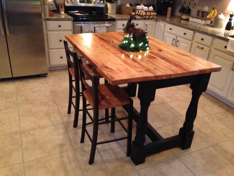 Kitchen Island Butcher Block Table Modern Mid Century Wood - Etsy