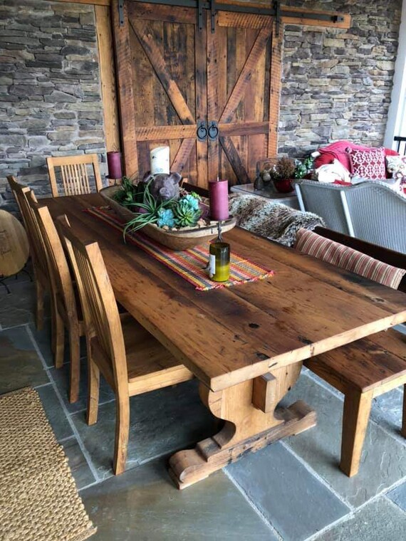 Vintage wood dining table store