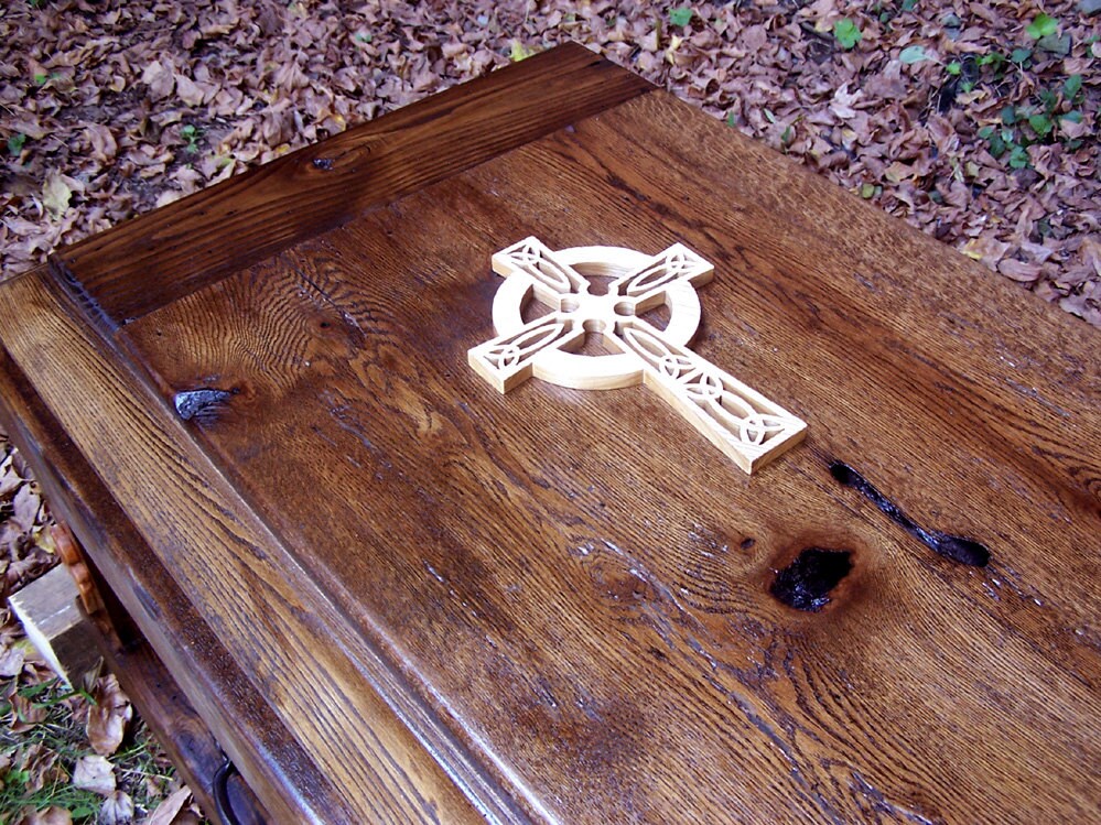 Handcrafted Reclaimed Wood Casket, Custom Celtic Cross Design - Etsy