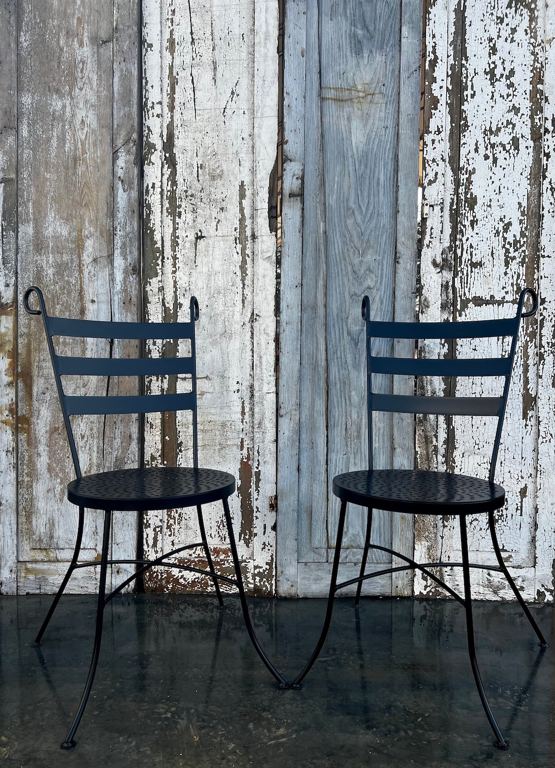 Wrought Iron Patio Chairs, Outdoor Dining Chairs, Set of 2 Wrought Iron ...
