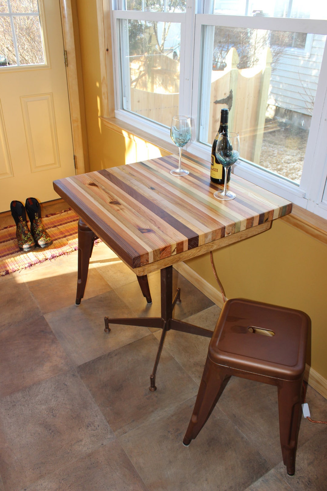 Breakfast Table, Butcher Block Kitchen Table, Wood Small Dining Table ...