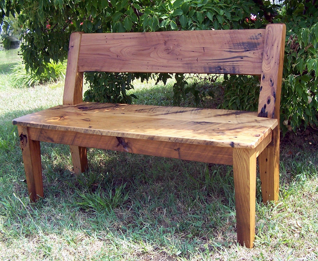 Wormy Chestnut Relaxed Back Bench, Reclaimed Barn Wood Hall Bench - Etsy