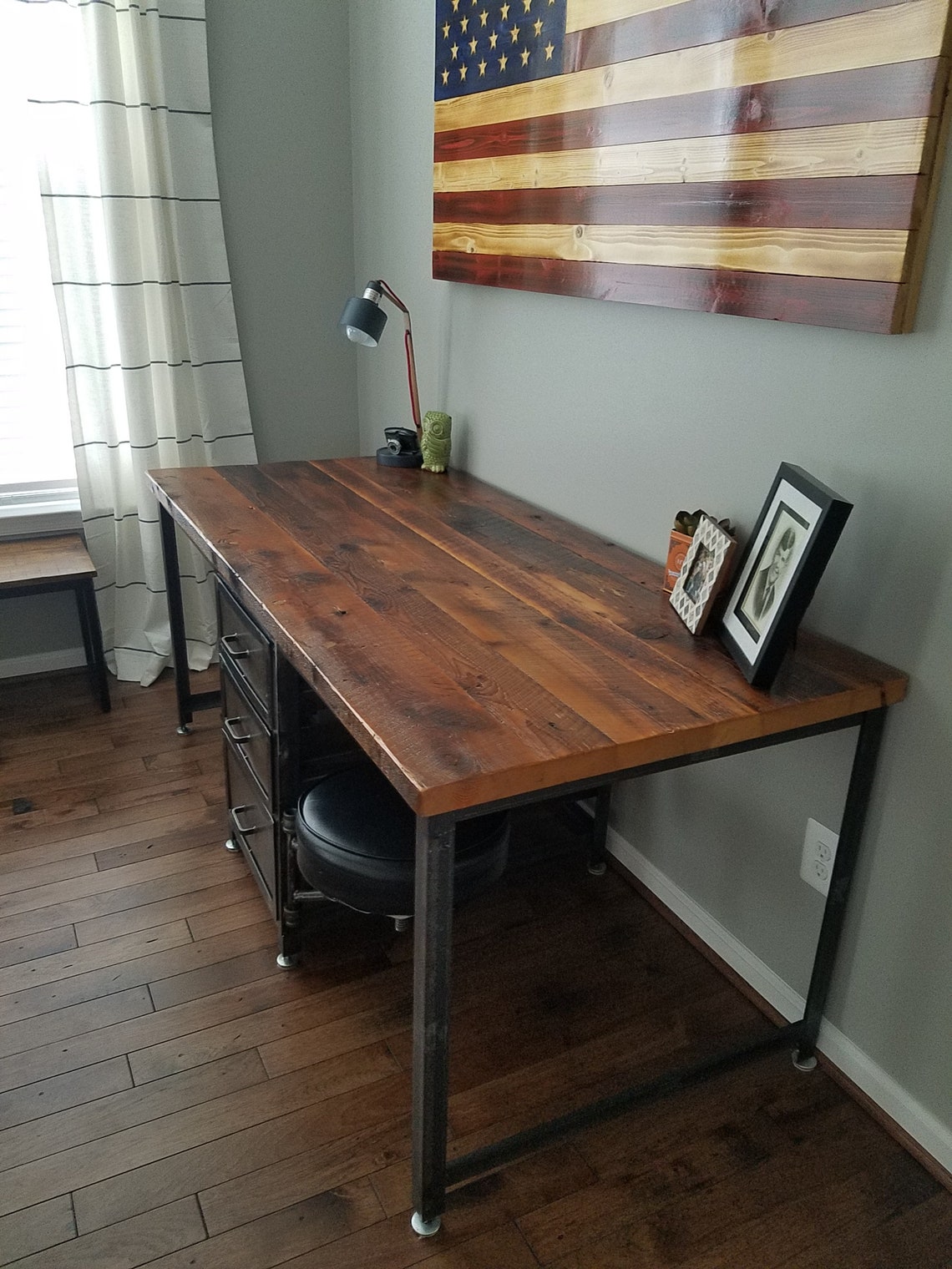 Wood Desk With Drawers Industrial Desk Home Office Desk - Etsy