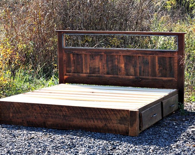 Platform Bed Rustic Platform Bed Low Bed Frames Barn Wood Bed Barn ...