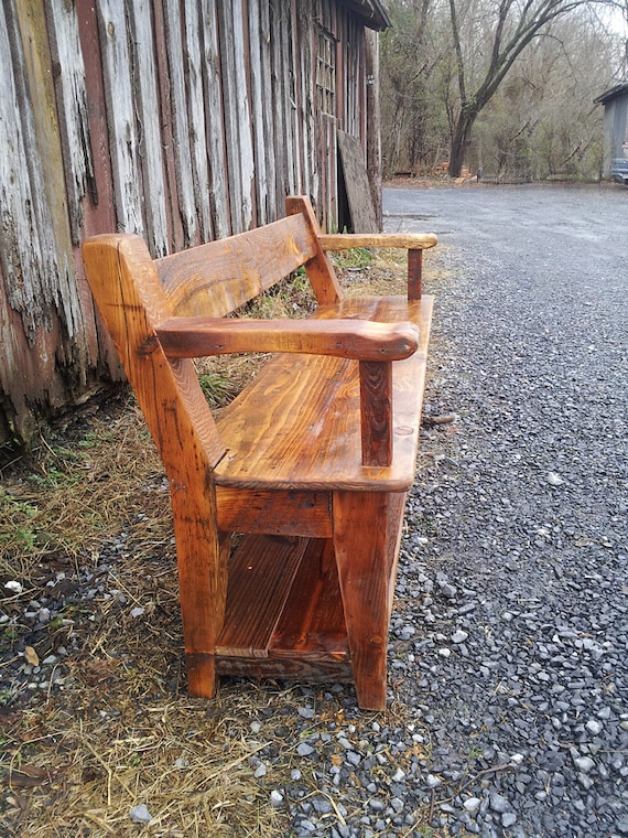 Rustic dining bench with back store