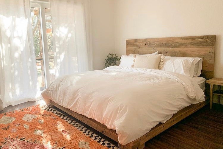 Platform Bed King THE DESERT SUN Solid Wood Bed Frame The Desert Sun Reclaimed Wood Bed Frame Bohemian Bed Queen Platform Bed Etsy