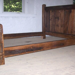 Rustic Bed Frame With Beveled Posts, Wood Bed Platform, Queen Bed Frame ...