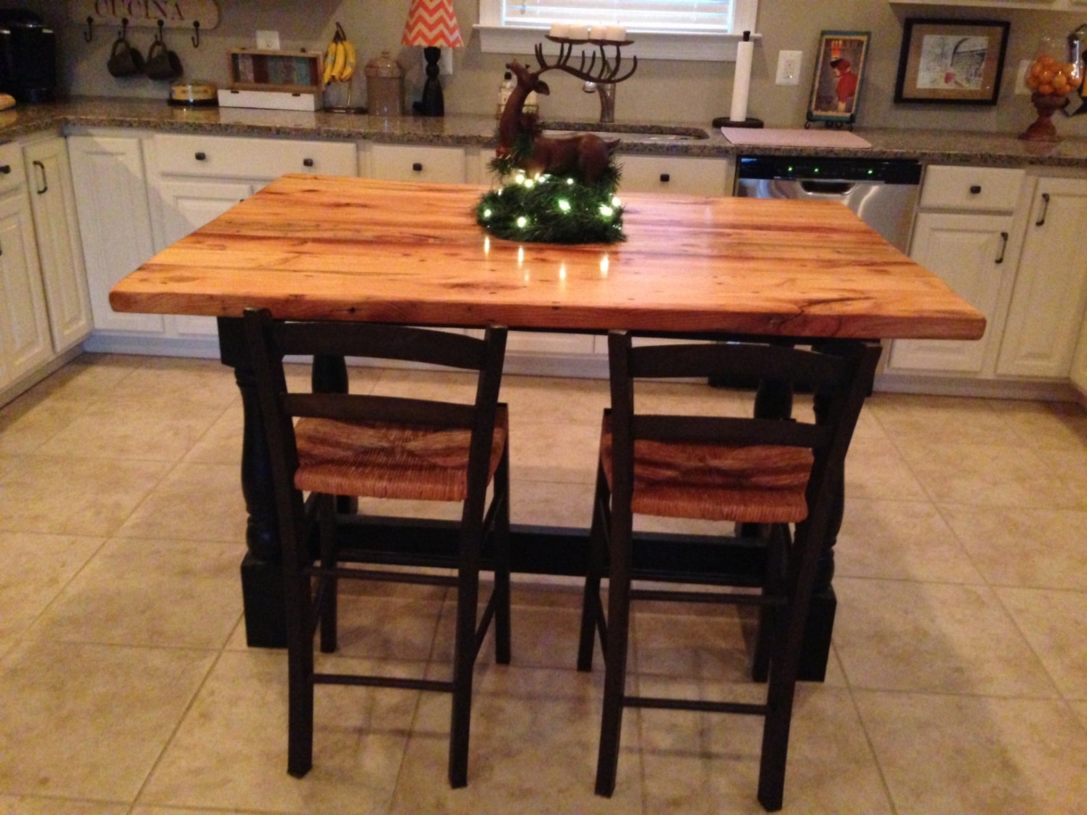 Kitchen Island Butcher Block Table Modern Mid Century Wood - Etsy