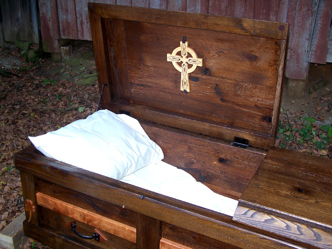 Custom Casket From Solid Reclaimed Wood, Custom Handcrafted Reclaimed Wood Casket, Celtic Cross ...