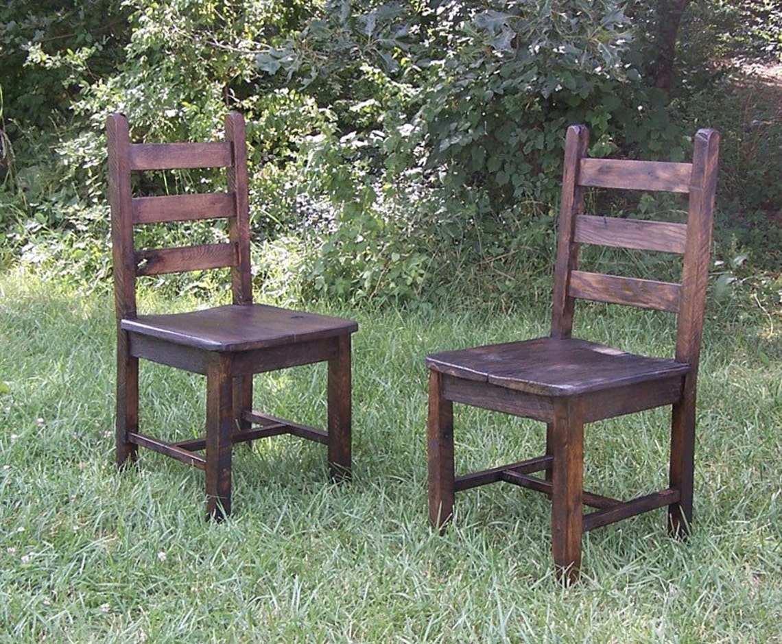 Reclaimed Oak Ladderback Dining Chair, Rustic Farmhouse Kitchen - Etsy