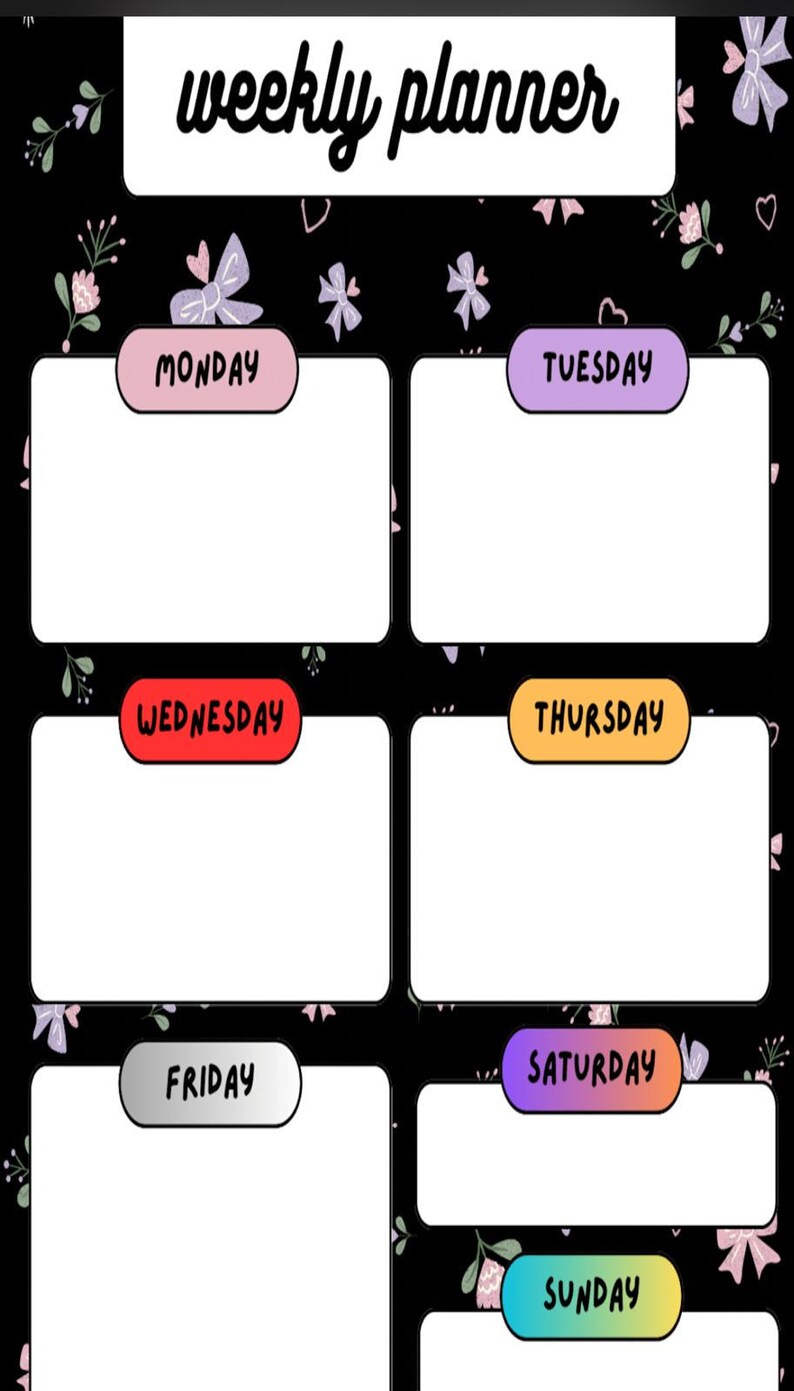 Kids Weekly Meal Planner|weekly Meal Planner for Children|cute Meal ...