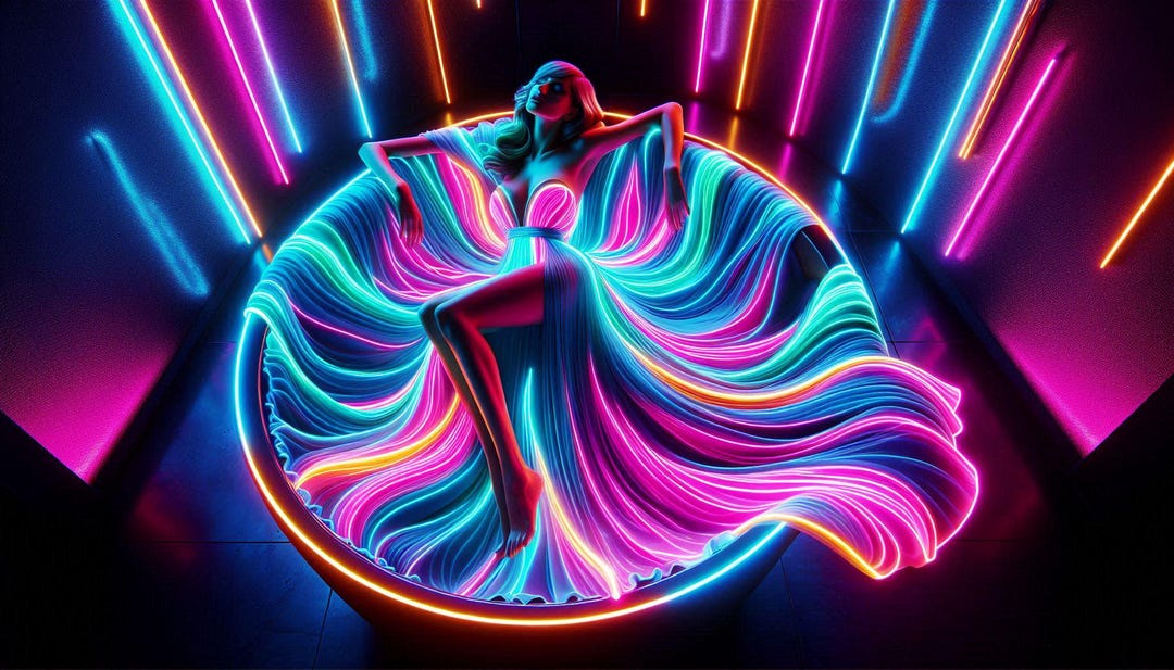 Gorgeous Neon Beauty Floating in Jacuzzi Tub (5 Piece Collection ...