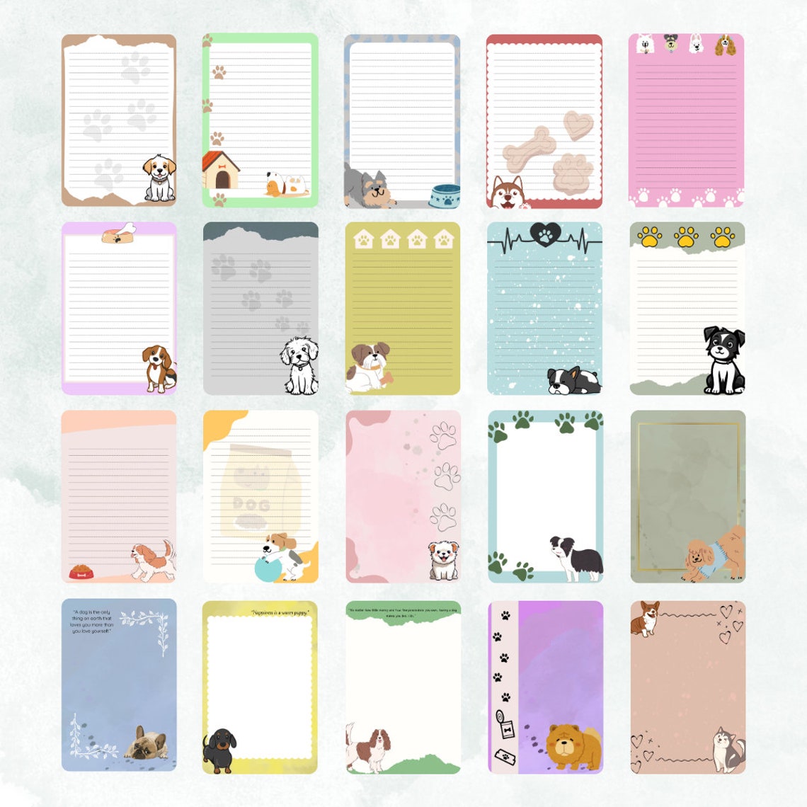 Printable All About Dogs Stationery Paper Set for Notes, Journal ...