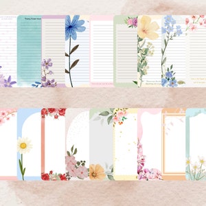 Printable Floral Design Stationery Set Digital Note Paper Flower Themed ...