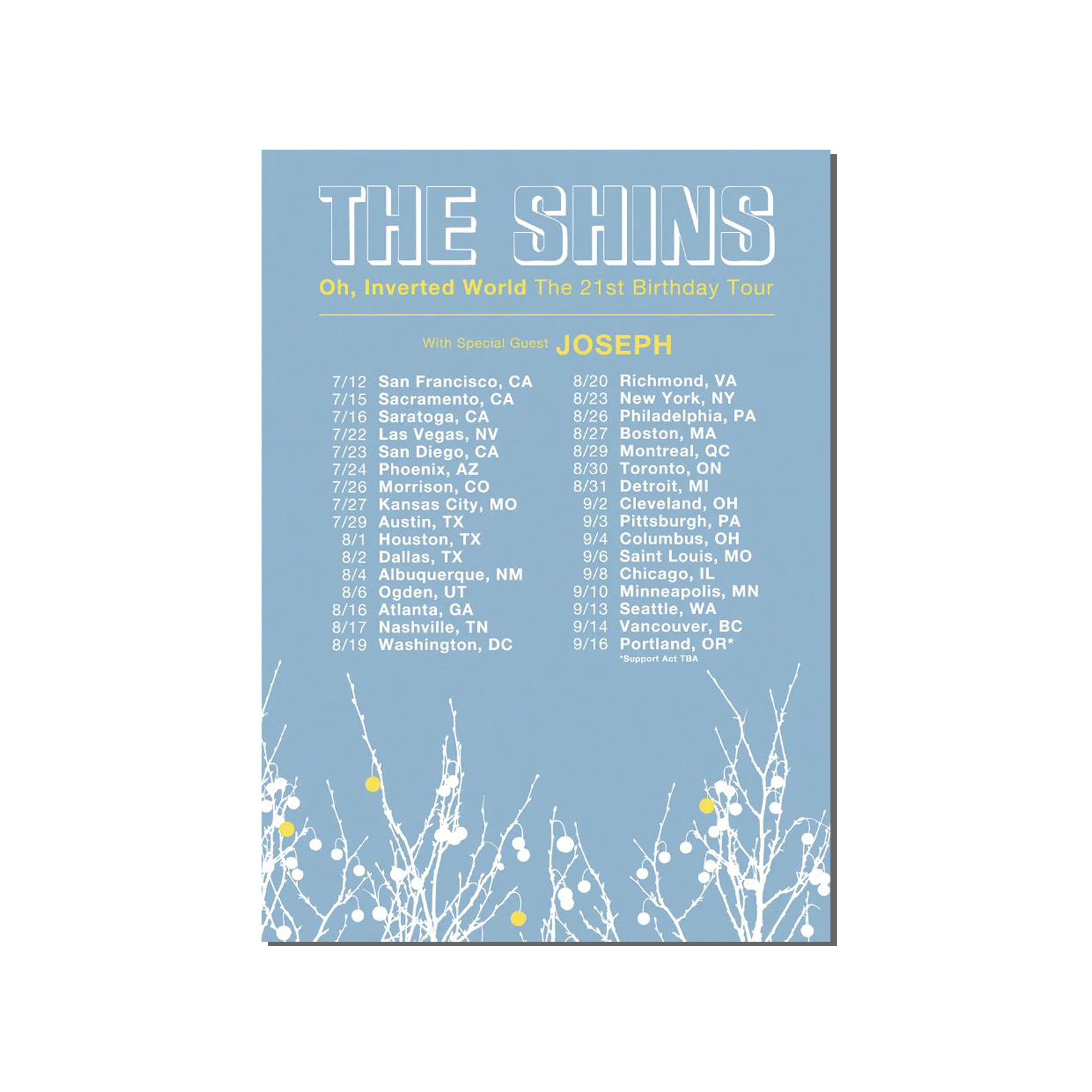 The Shins Oh Inverted World 21st Birthday Tour Poster Un,The Shins Tour ...