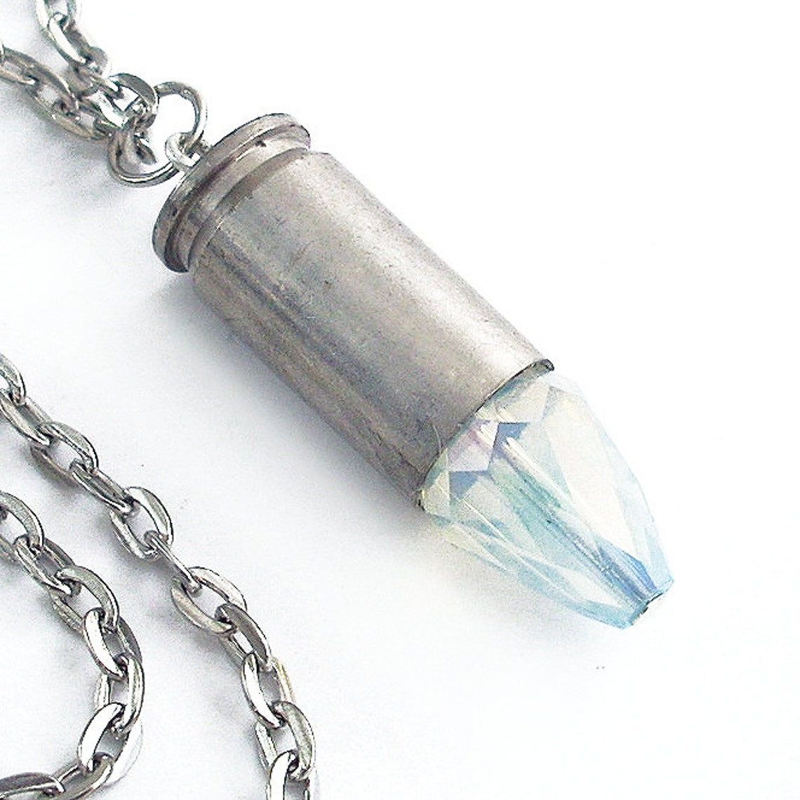 White Aurora Borealis Crystal Bullet Necklace Ammo Jewelry - Etsy