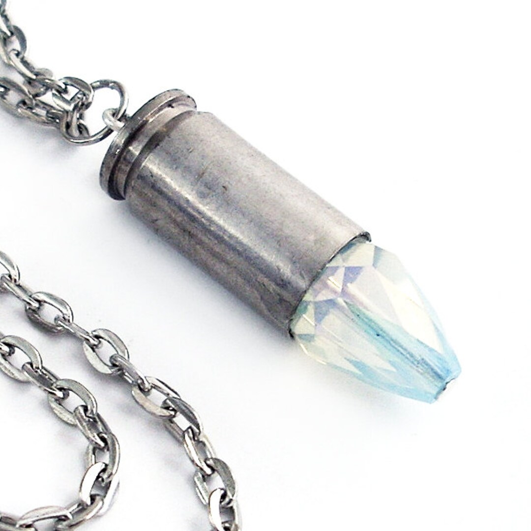 White Aurora Borealis Crystal Bullet Necklace Ammo Jewelry - Etsy