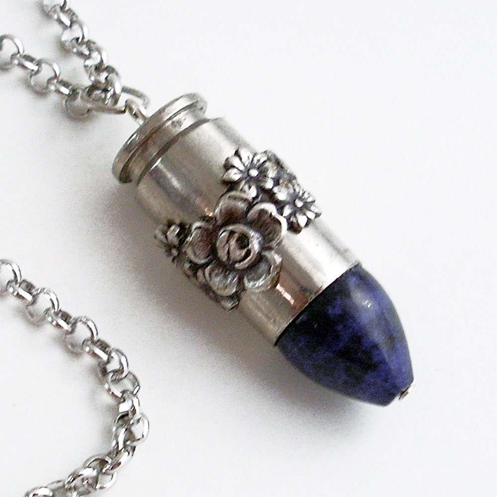 Blue Lapis Roses Bullet Steampunk Necklace Jewelry - Etsy