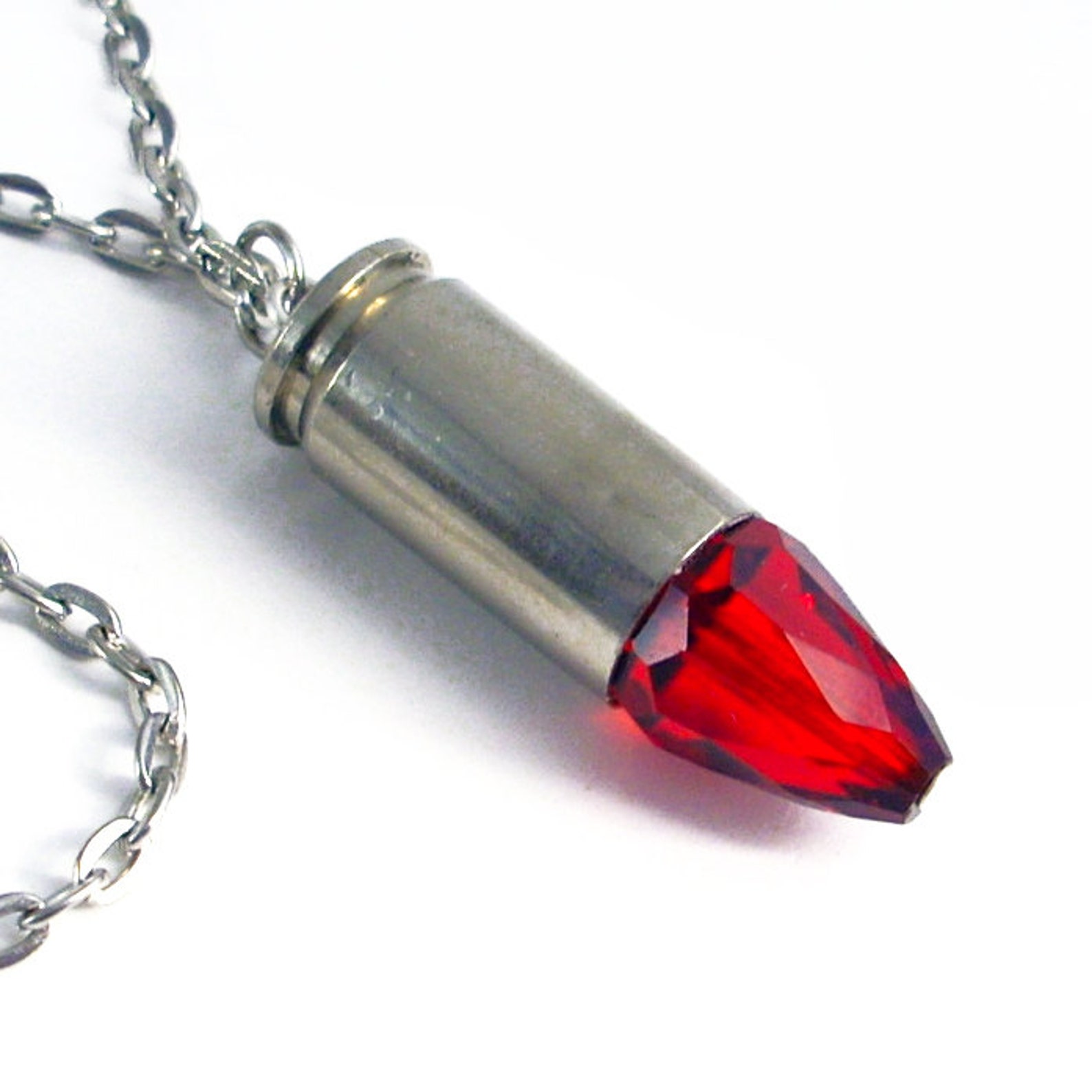 Red Crystal Bullet Necklace Ammo Jewelry Aim for the Heart - Etsy