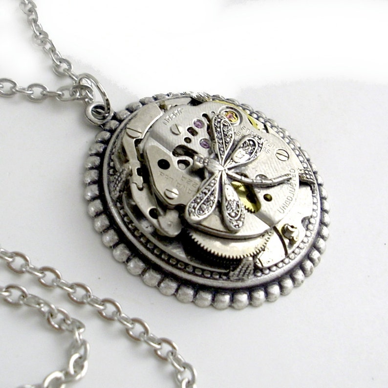 Silver Steampunk Necklace Handmade Jewelry Time to Fly - Etsy