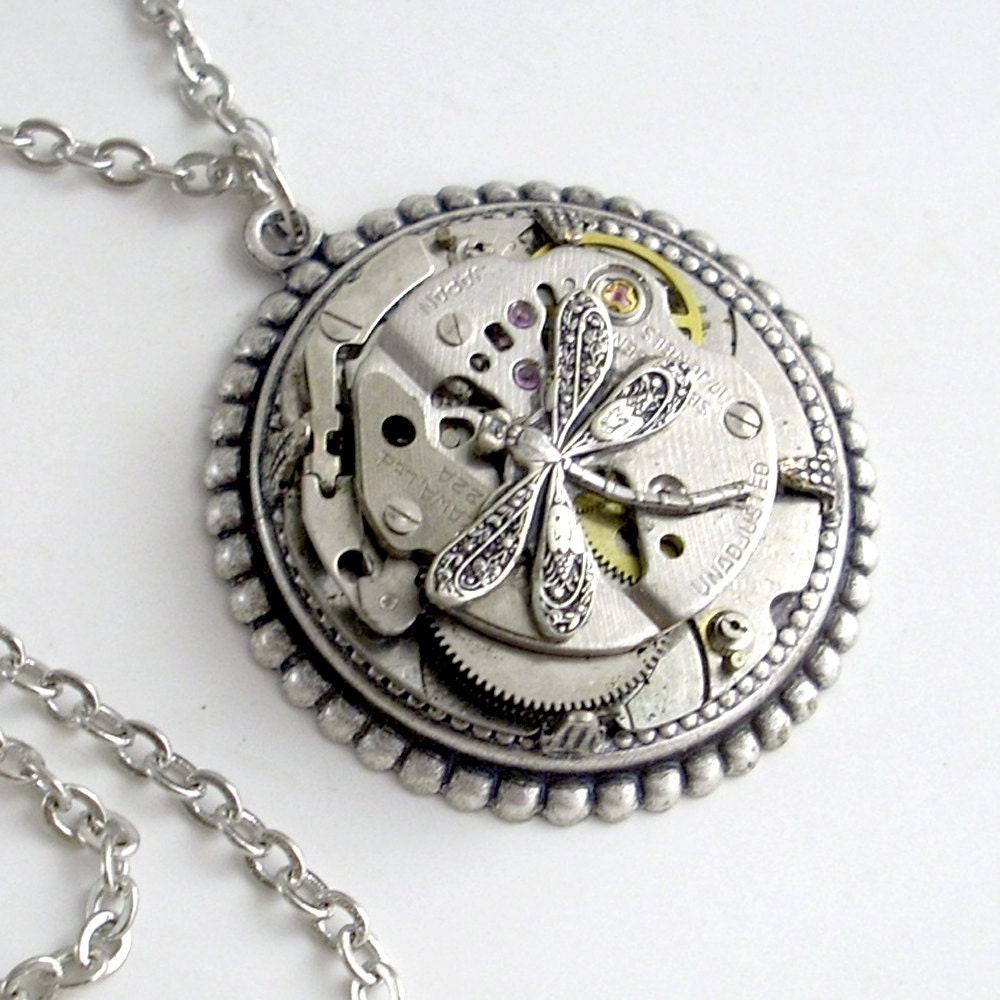 Silver Steampunk Necklace Handmade Jewelry Time to Fly - Etsy