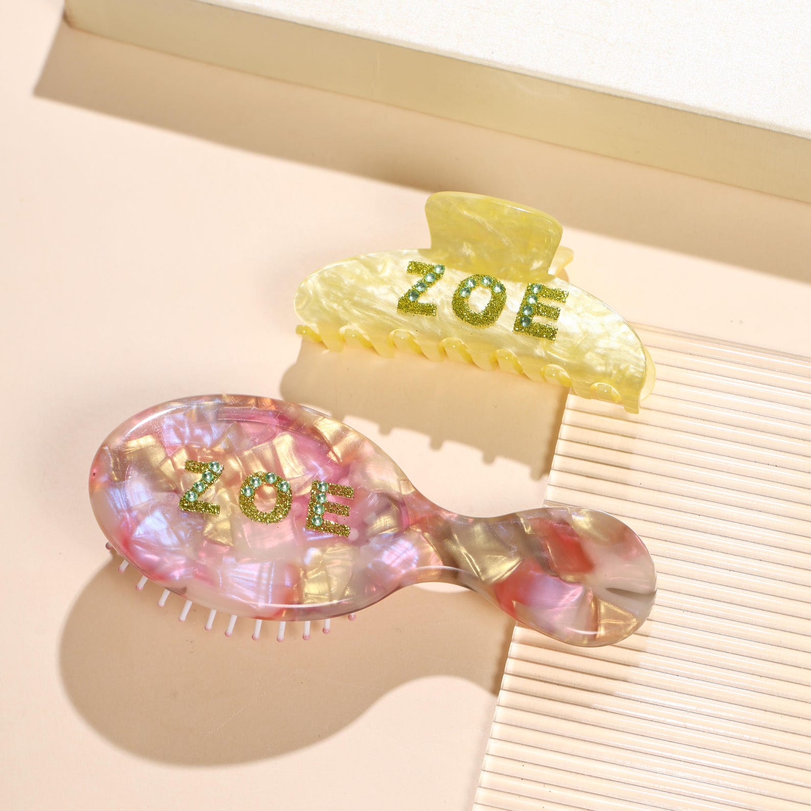 Personalized Name Hair Accessories Set, Custom Initials Hair Comb Claw ...