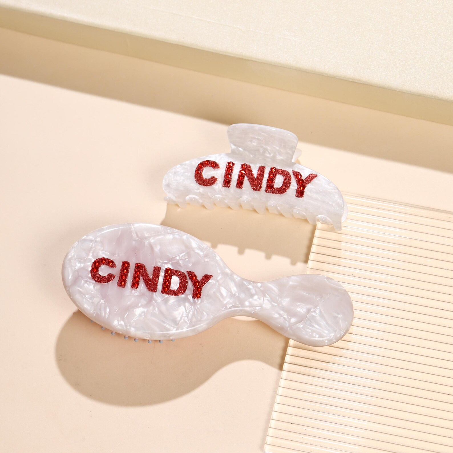 Personalized Name Hair Accessories Set, Custom Initials Hair Comb Claw ...