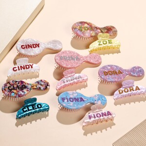 Personalized Name Hair Accessories Set, Custom Initials Hair Comb Claw ...