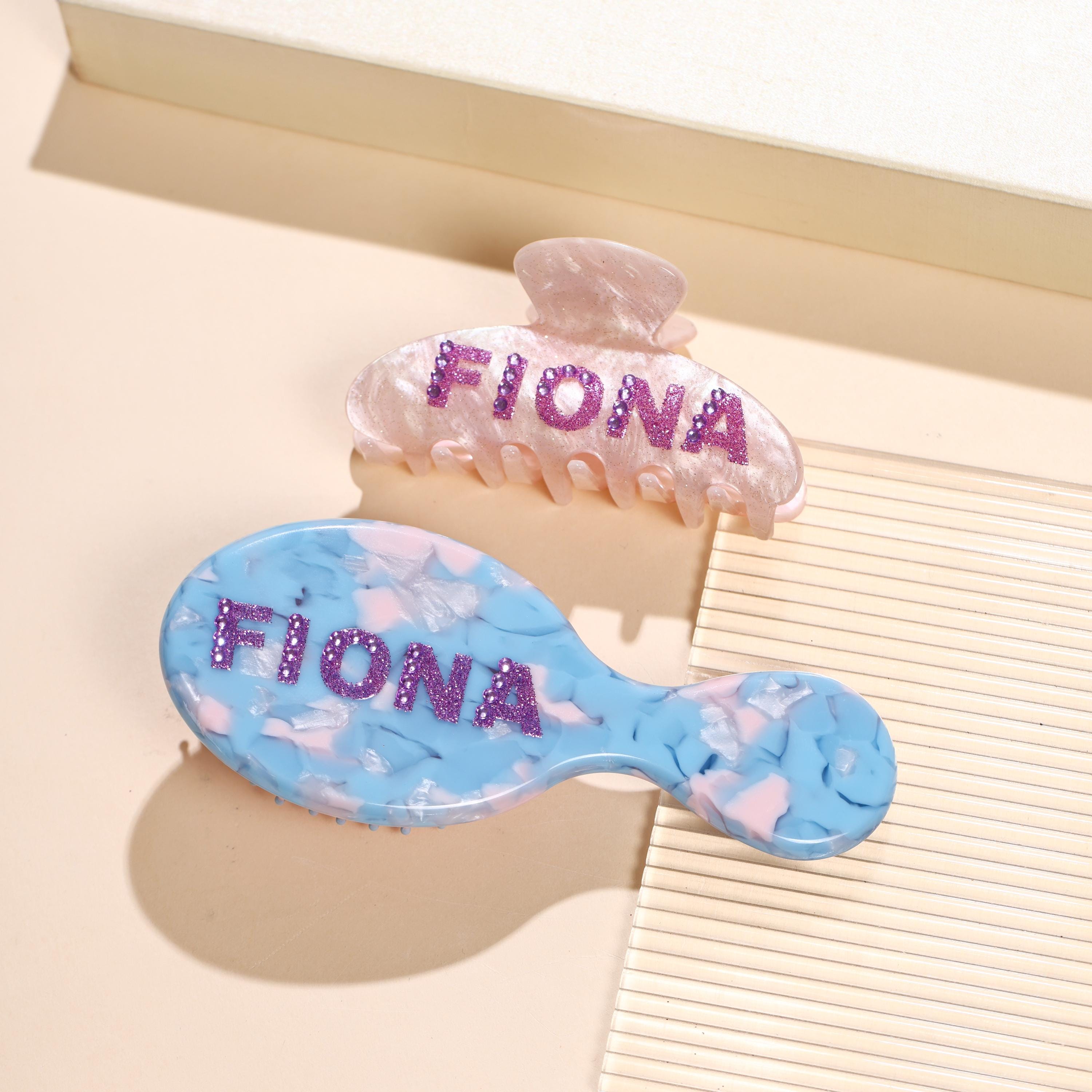 Personalized Name Hair Accessories Set, Custom Initials Hair Comb Claw ...