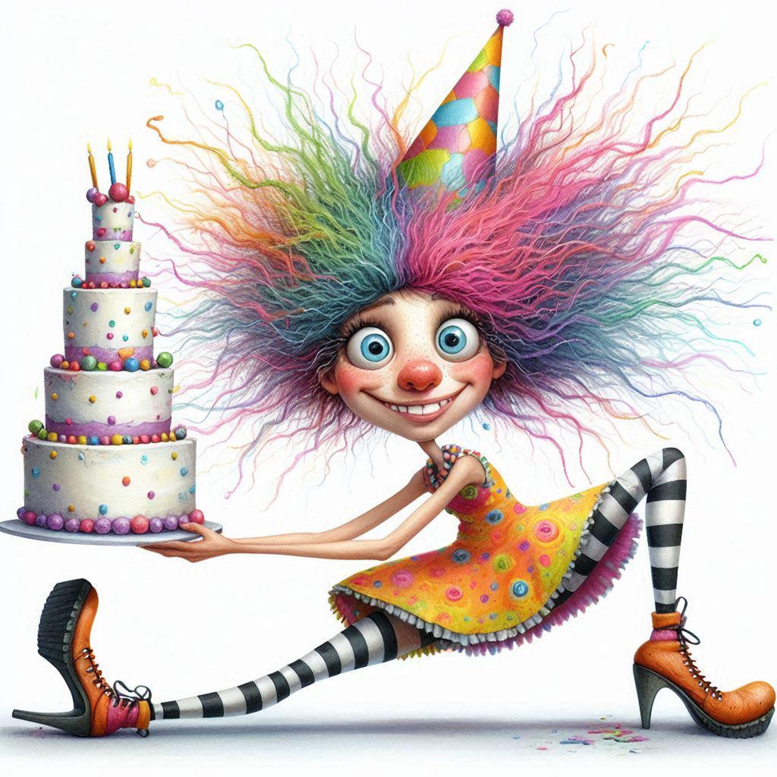 Quirky Birthday Cake Clipart 10 High Res Watercolor Jpgs for Junk ...