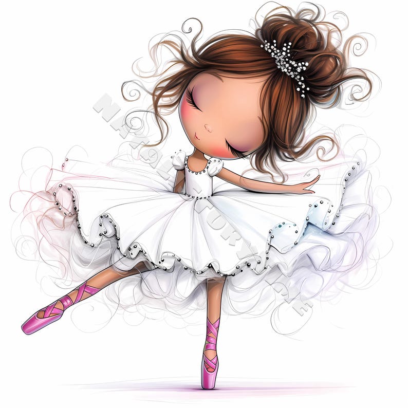 Cute Ballerina Girl Clip Art 10 High Res Watercolor Jpgs Junk ...