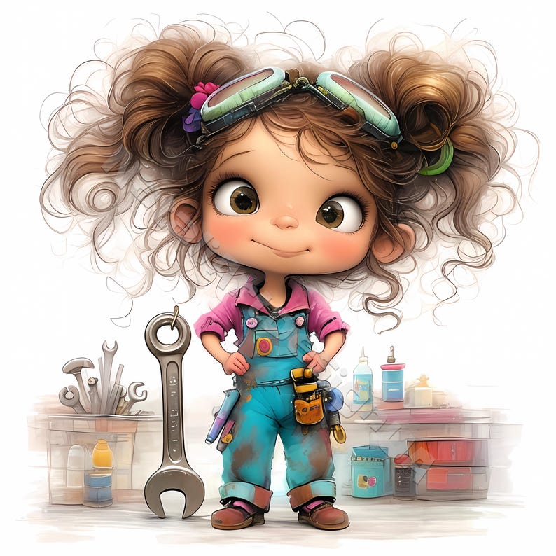 Auto Repair Girl Clipart 10 High Res Watercolor JPG Junk Journals ...
