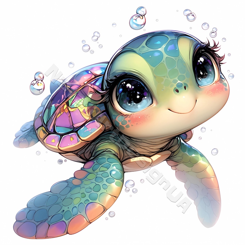 Whimsical Turtle Clip Art 10 High Res Watercolor JPG Junk Journals ...