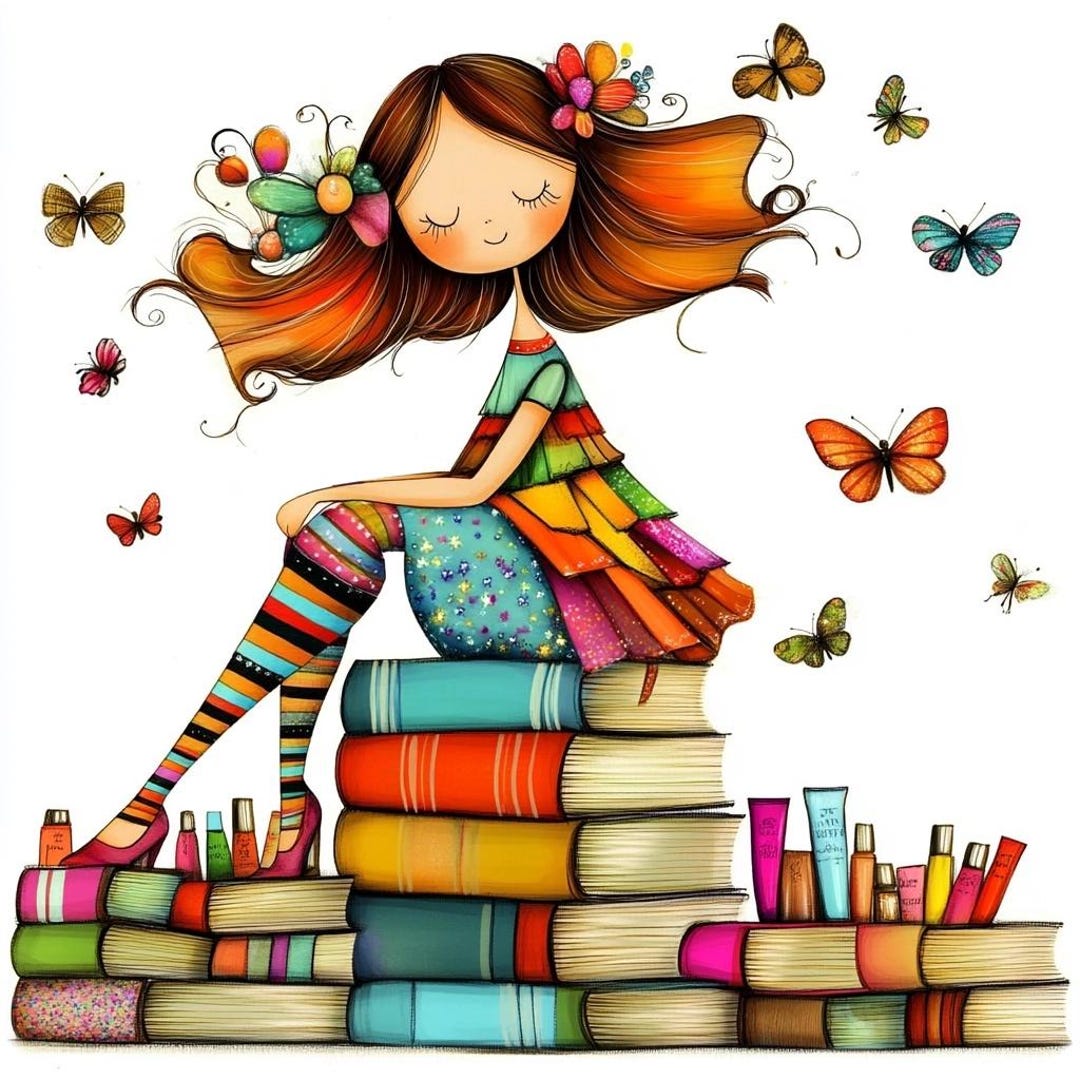 Quirky Book Lover Clipart 10 High Res Watercolor Jpgs for Junk Journals ...