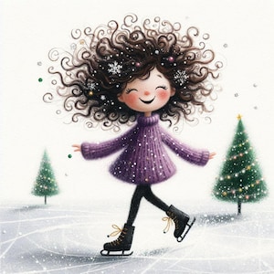 Girls Ice Skating Clipart 10 High Res Watercolor Jpgs for Junk Journals ...