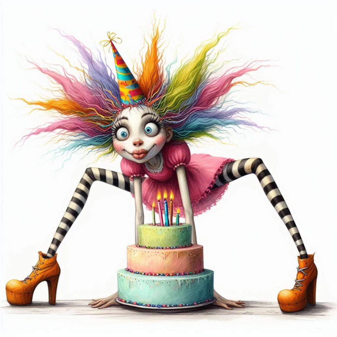 Quirky Birthday Clipart 10 High Res Watercolor Jpgs for Junk Journals ...