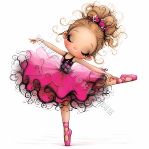 Cute Pink Ballerina Clip Art 10 High Res Watercolor Jpgs Junk ...