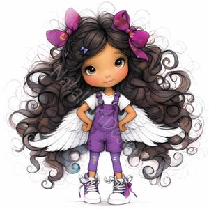 Purple Angel Girl Clip Art 10 High Res Watercolor Jpgs Junk Journaling ...
